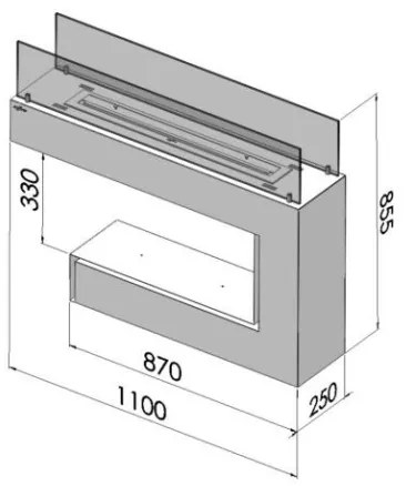 InFire - BIO krb 110x85,5 cm 3kW bílá