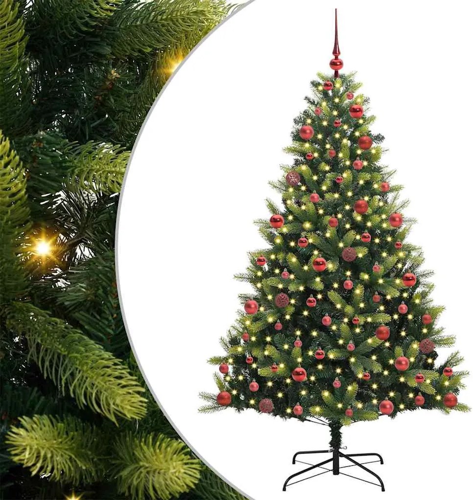 Umělý skládací vánoční stromeček 300 LED Zelená 180 cm PVC a PE 3395991