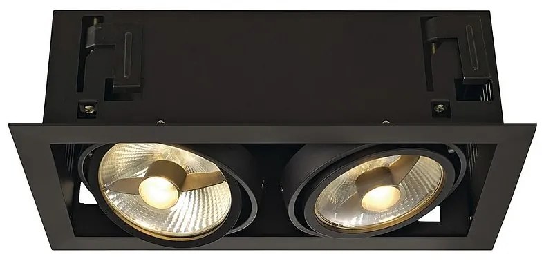 Zapuštěné světlo BIG WHITE KADUX 2, vestavné svítidlo, dvě žárovky, QPAR111, obdélníkové, černé matné, max. 150 W 115550