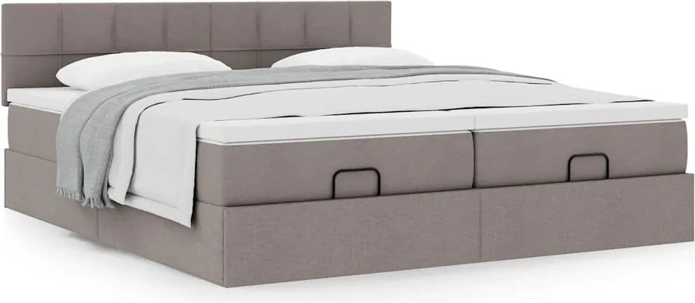 Osmanský rám postele s matracíes taupe 200x200cm textil 3312005