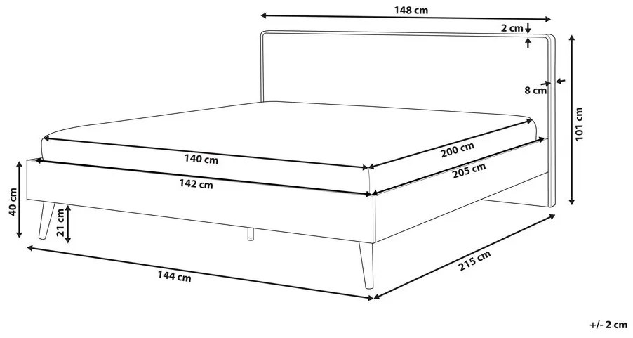 Dřevěná postel LED světle hnědá 140 x 200 cm SERRIS Beliani