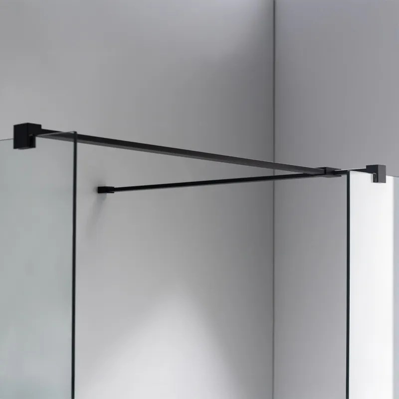 BPS-koupelny 2-dílná sprchová zástěna Walk-in HYD-SH07-D-BL 80x90, černá mat/transparent - bez vaničky