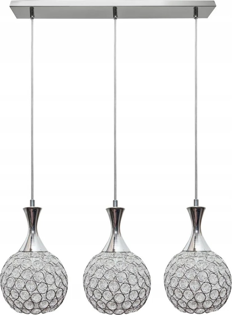 Závěsná stropní křišťálová lampa Crystal VII 3xE27 křišťály převis chrom