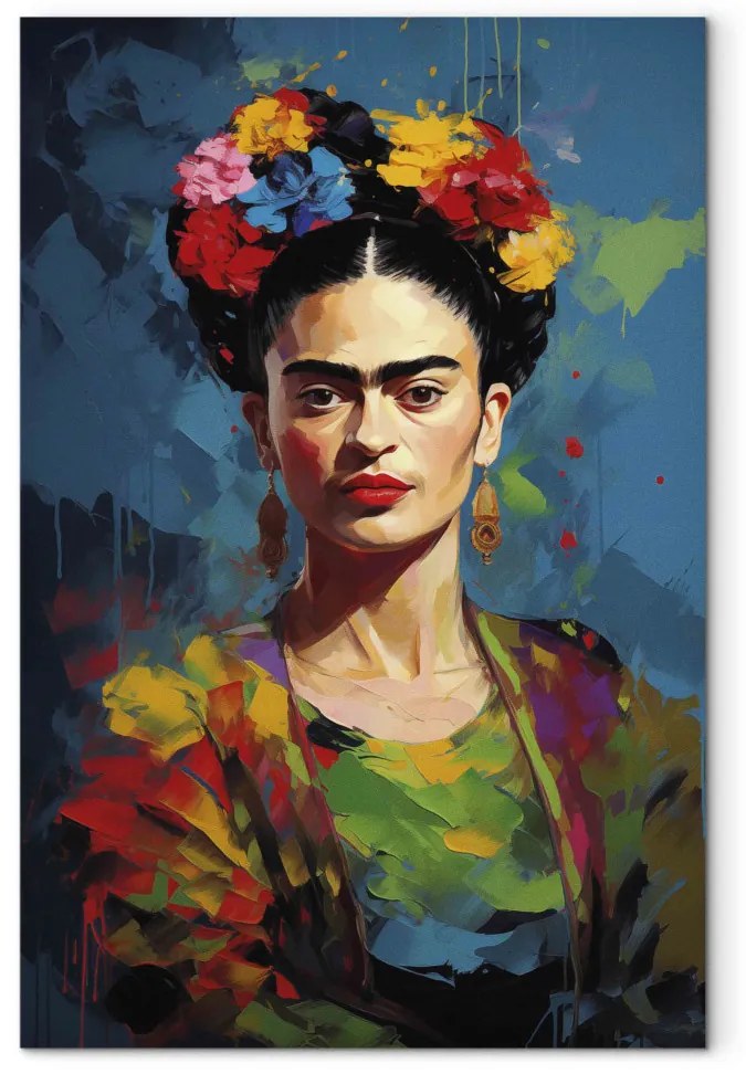 Obraz Frida Kahlo - Colorful Portrait With Visible Brushstrokes