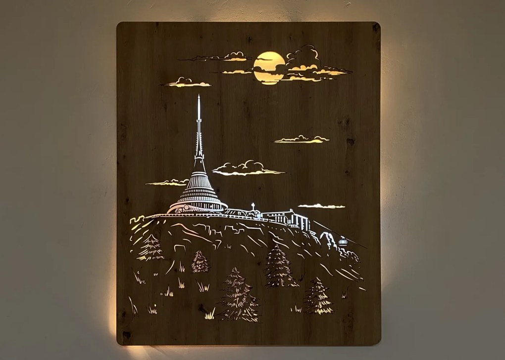 Li-Go "Ještěd" světelný obraz 230V 90x110cm provedení povrchu: jedle
