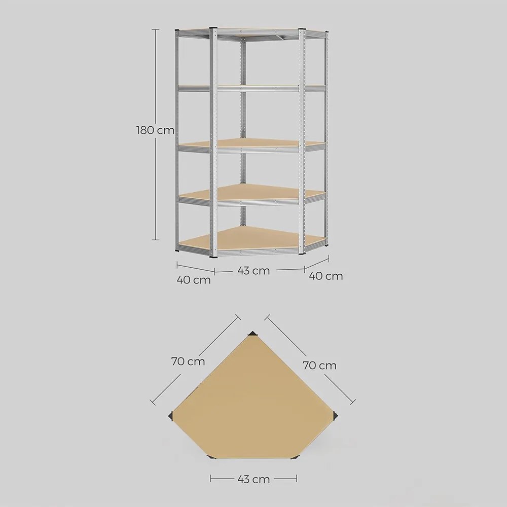 Rohová úložná police, 70x70x180 cm
