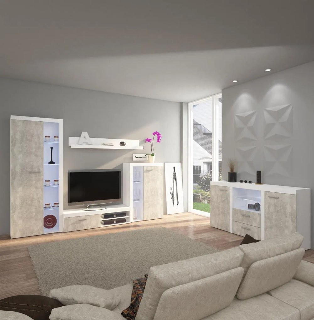 FALCO Komoda Rizo 2D2S bílá/beton