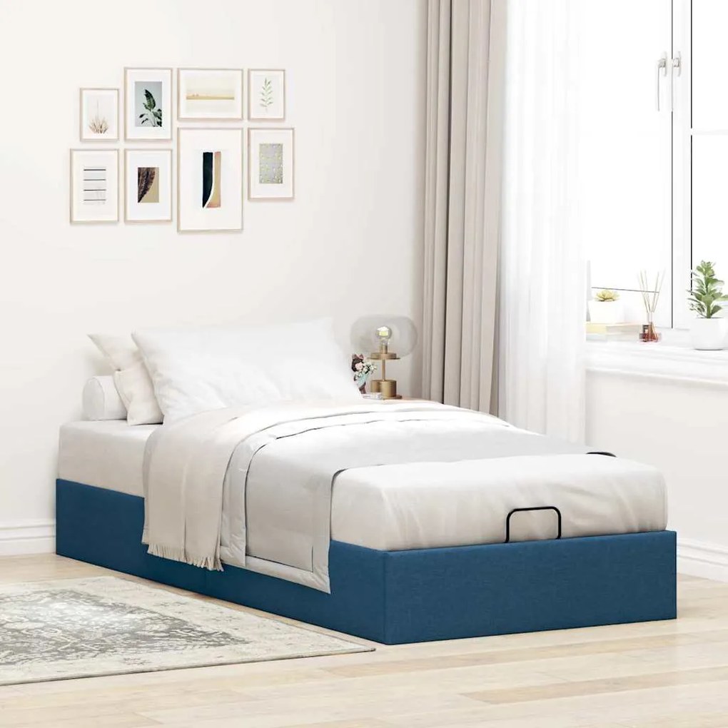 Osmanský rám postele bez matrací modrá 80x200 cm textil 3310839