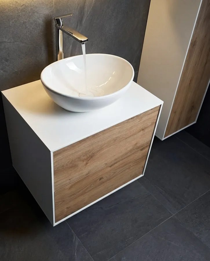 Aqualine Aqualine, ZANYA umyvadlová skříňka 60x50x46cm, bílá mat/dub emporio, ZA260