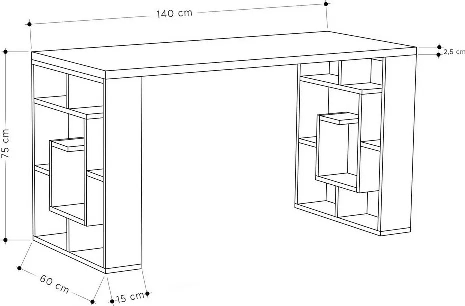 Pracovní stůl Maze White and Dark Oak