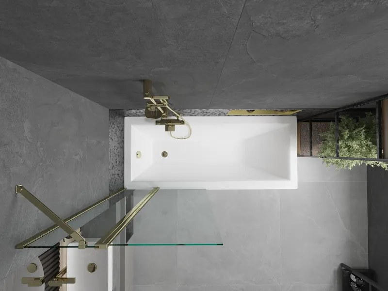 Mexen Flip, vanová zástěna 1-křídlová 80 x 150 cm, otočné křídlo, 6 mm čiré sklo, zlatý profil, 894-080-101-50-00