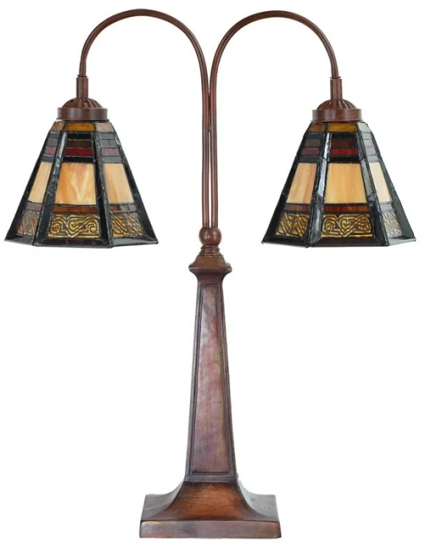 Stolní lampa Tiffany na 2 žárovky Maycee – 48x19x64 cm