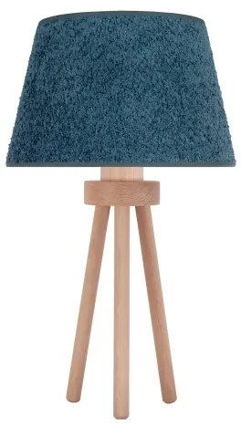 Duolla - Stolní lampa BOUCLE 1xE27/15W/230V pr. 28 cm tyrkysová/dřevo