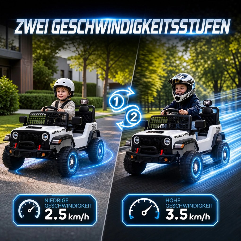 AIYAPLAY dětské elektrické auto 12V, elektrické auto pro děti s dálkovým ovládáním, lithiová baterie, 2 motory, plynulý rozjezd, 4-kolová odpružená k…