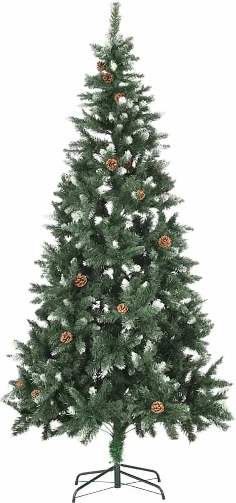 Umělý vánoční stromek s LED osvětlením a šiškami 210 cm 3077748
