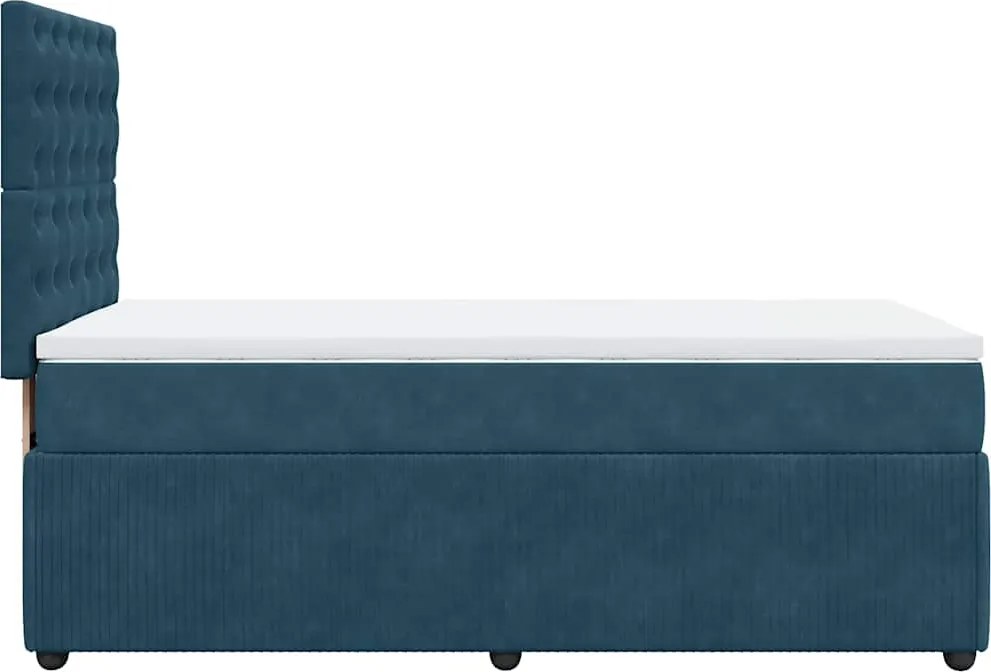 Box spring postel s matrací modrá 90 x 190 cm samet 3294530