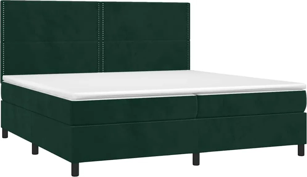 Box spring postel s matrací tmavě zelená 200x200 cm samet 3142986