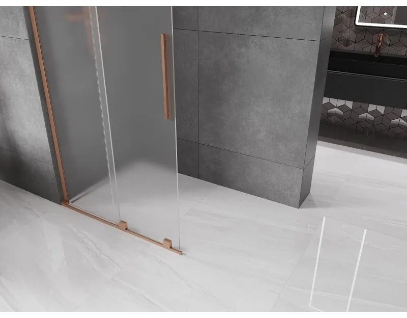 Mexen Velar L, posuvná sprchová zástěna Walk-in 120 x 200 cm, 8mm sklo námraza, měděná matná, 871-120-003-33-65