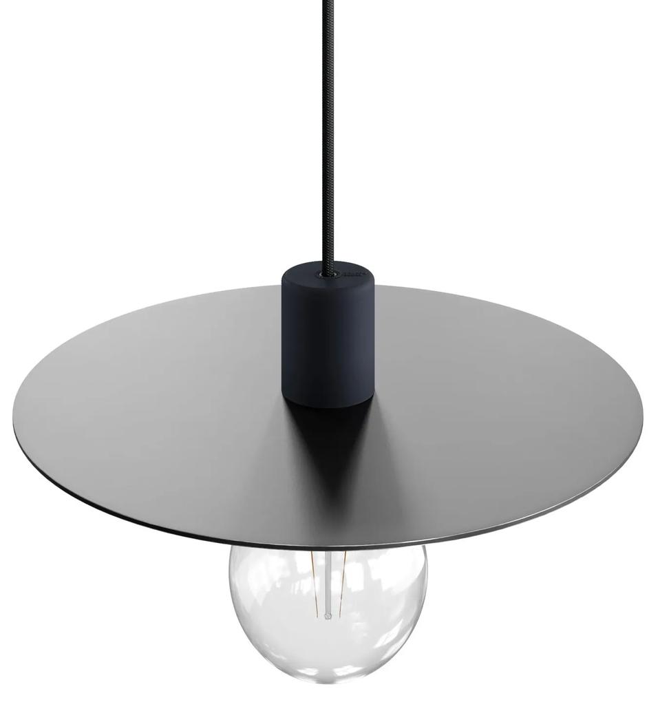 creative cables EIVA elegant závěsná lampa se stínidlem, 5m textilního kabelu, decentralizér, silikonový baldachýn a objímka, IP65 voděodolná Barva: Černá