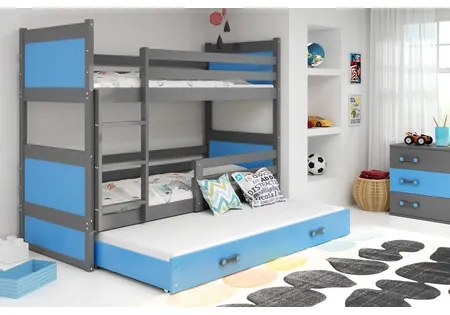 Dětská patrová postel s výsuvnou postelí RICO 160x80 cm Bílá Bílá