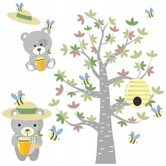 Kvalitní dětská nálepka na zeď medvědi a včely