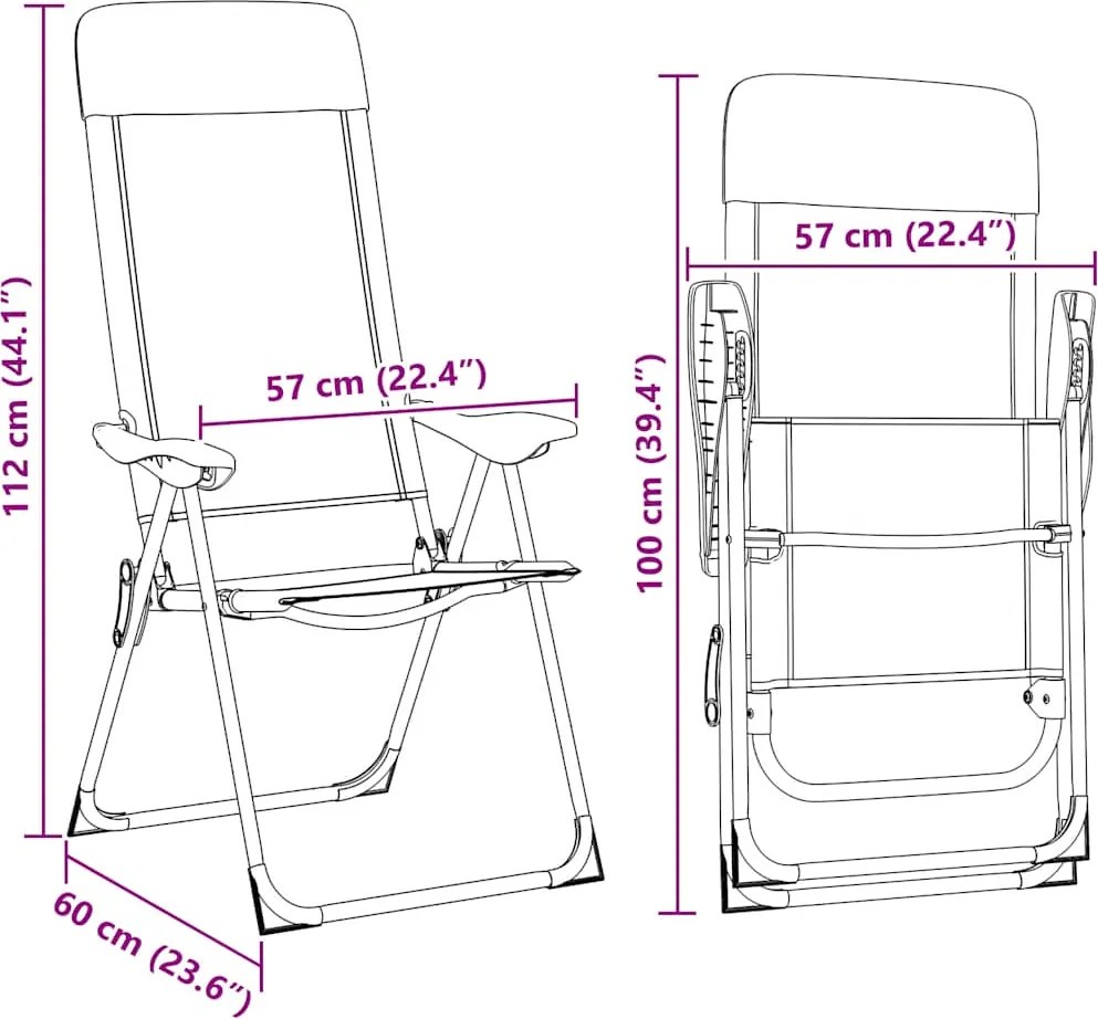 vidaXL Marketos Skládací kempingové židle z hliníku 2 ks černé