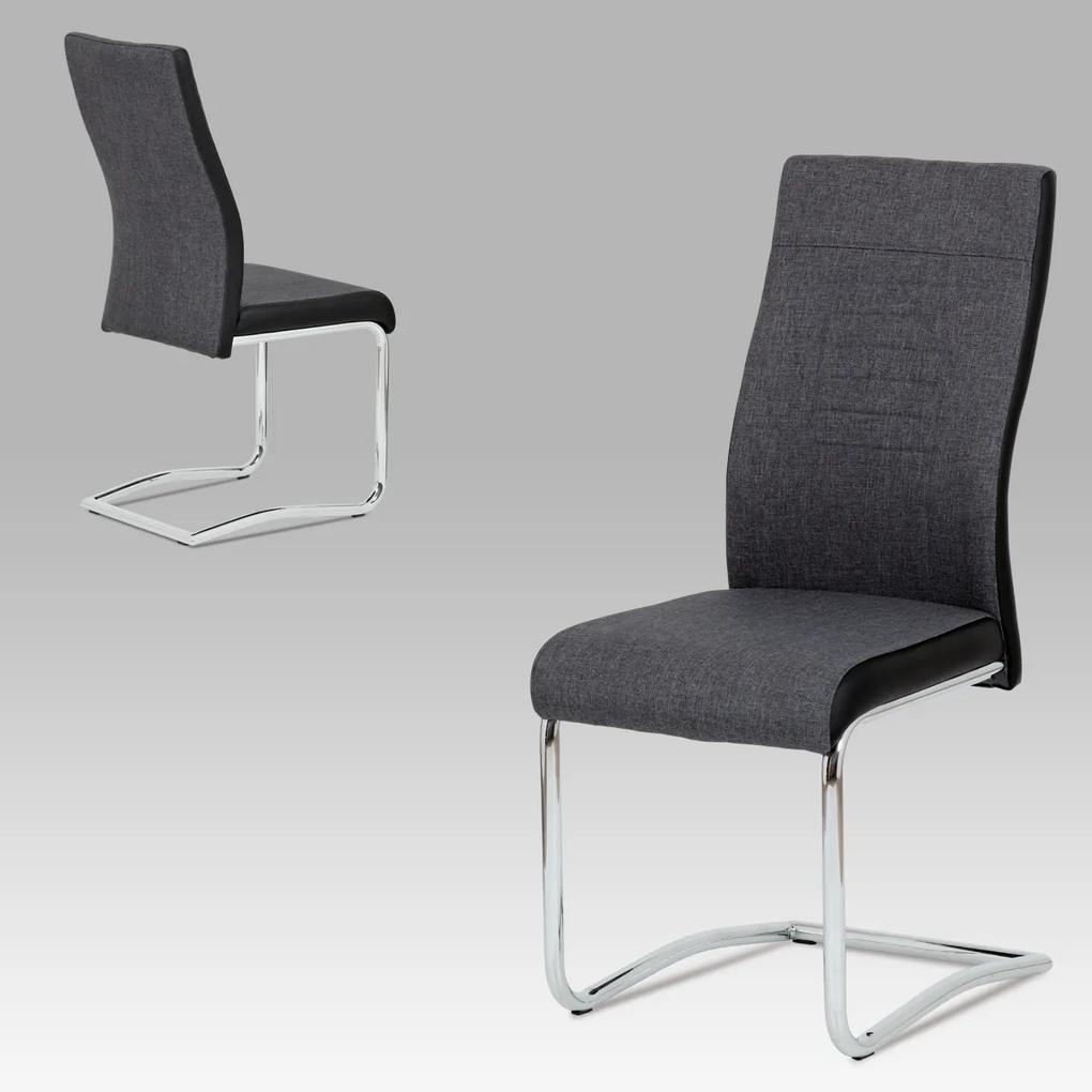 Artium Jídelní židle šedá látka + černá koženka / chrom -  DCL-428 GREY2