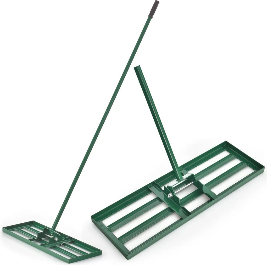 Costway Kovové hrábě na vyrovnávání trávníku s ergonomickou rukojetí pro hrábě