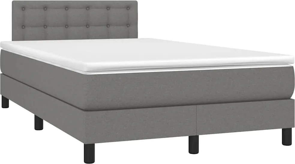Box spring postel s matrací a LED tmavě šedá 120x200 cm textil 3133462