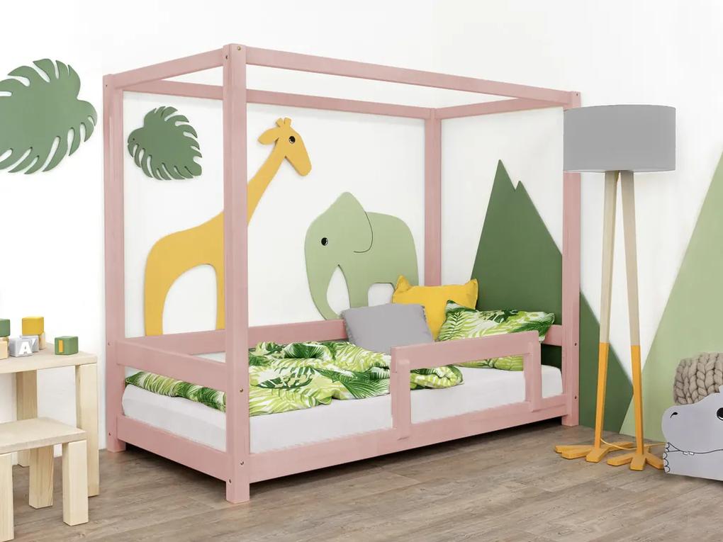 Benlemi Dětská postel s nebesy a bočnicí BUNKY Zvolte barvu: Béžová, Zvolte rozměr: 80x180 cm