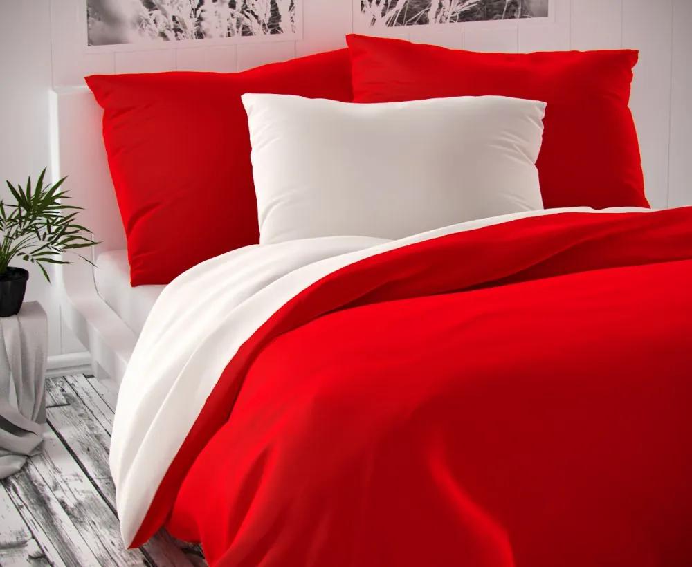 Kvalitex povlečení satén Luxury Collection červené bílé 200x200 2x70x90