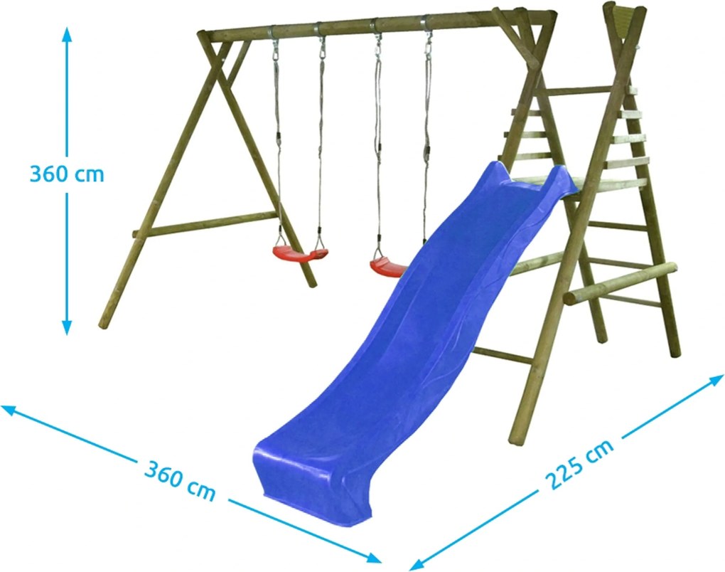 Marimex | Dětská dřevěná houpačka Marimex 11 + modrá skluzavka | 11640375