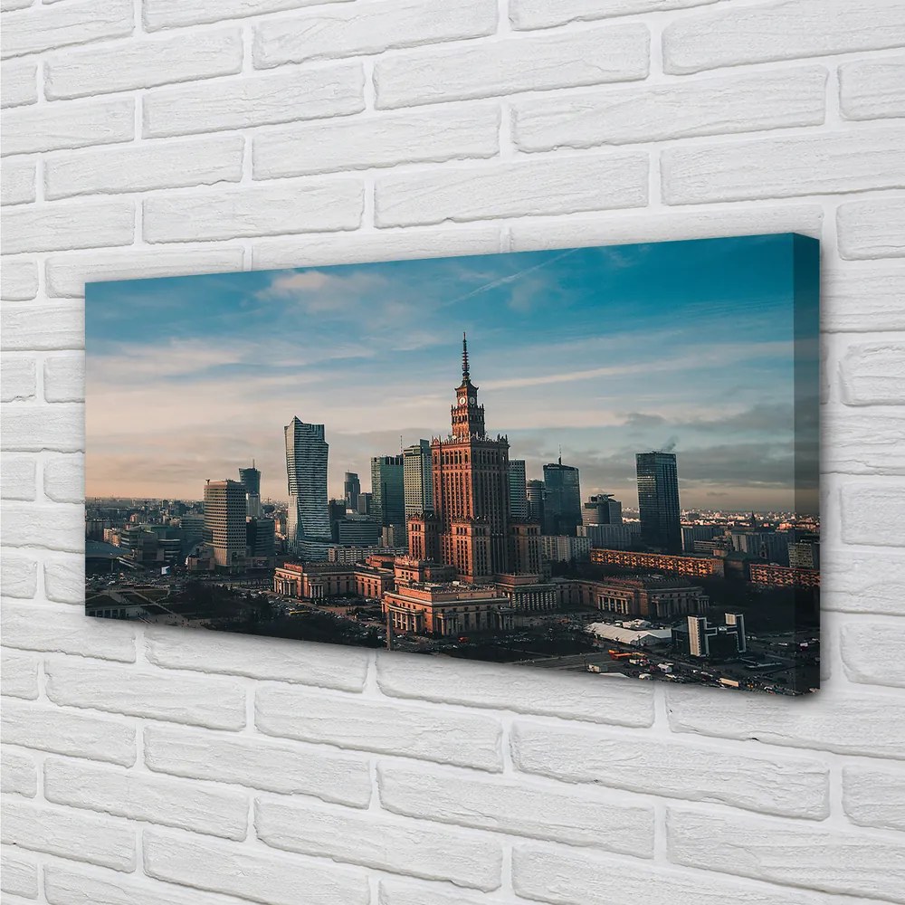 Obrazy na plátně Varšava panorama mrakodrapů svítání 100x50 cm