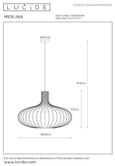 Lucide 78393/38/66 - Lustr na lanku MERLINA 1xE27/60W/230V růžová