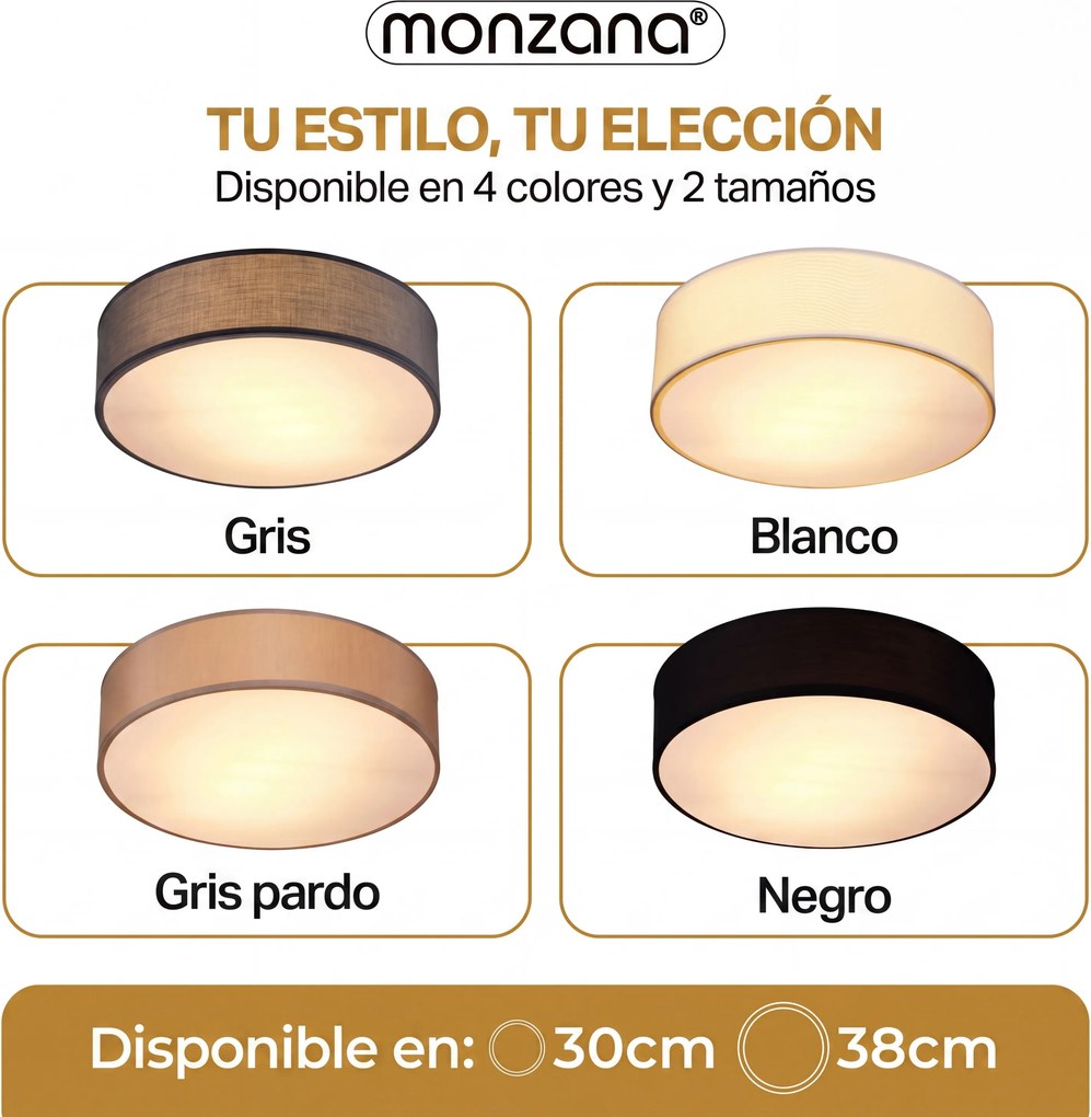 Stropní svítidlo černý textil Ø38cm