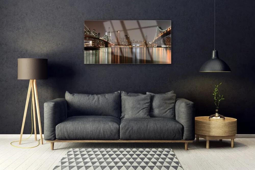 Obraz na skle Město Mosty Architektura 100x50 cm