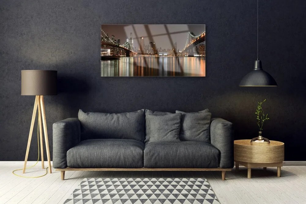 Obraz na skle Město Mosty Architektura 125x50 cm