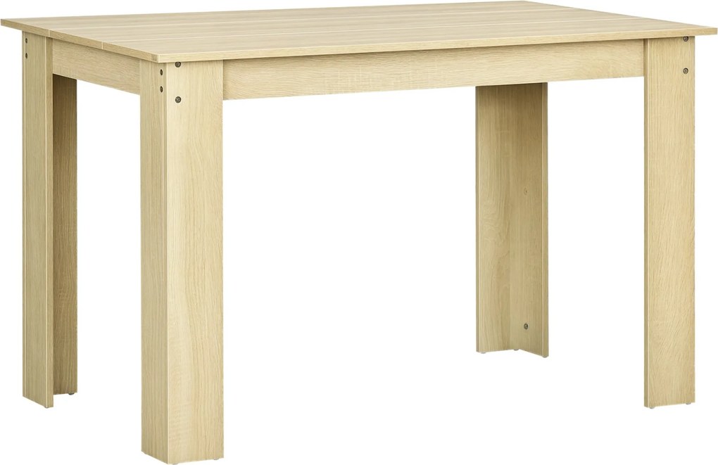 HOMCOM jídelní stůl pro 4-6 osob, obdélníkový, moderní styl, nosnost 50 kg, 120 cm D x 69 cm Š x 75 cm V, dub | Aosom