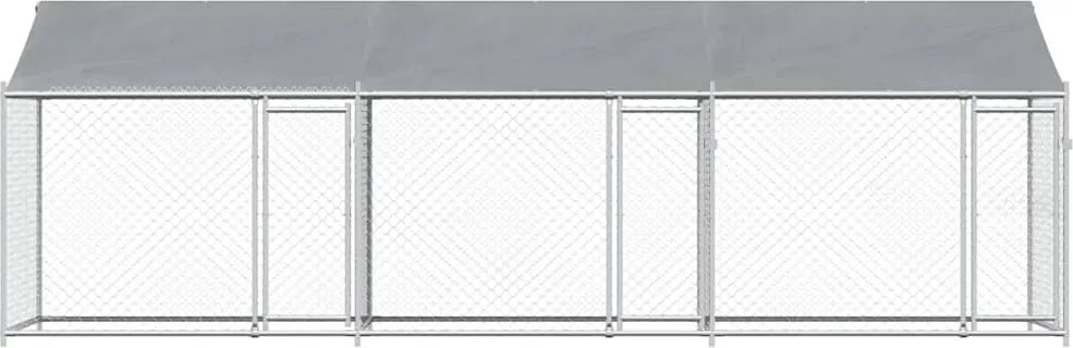 Klec pro psy se střechou a dvířky šedá 6x2x2 m pozinkovaná ocel 3209564