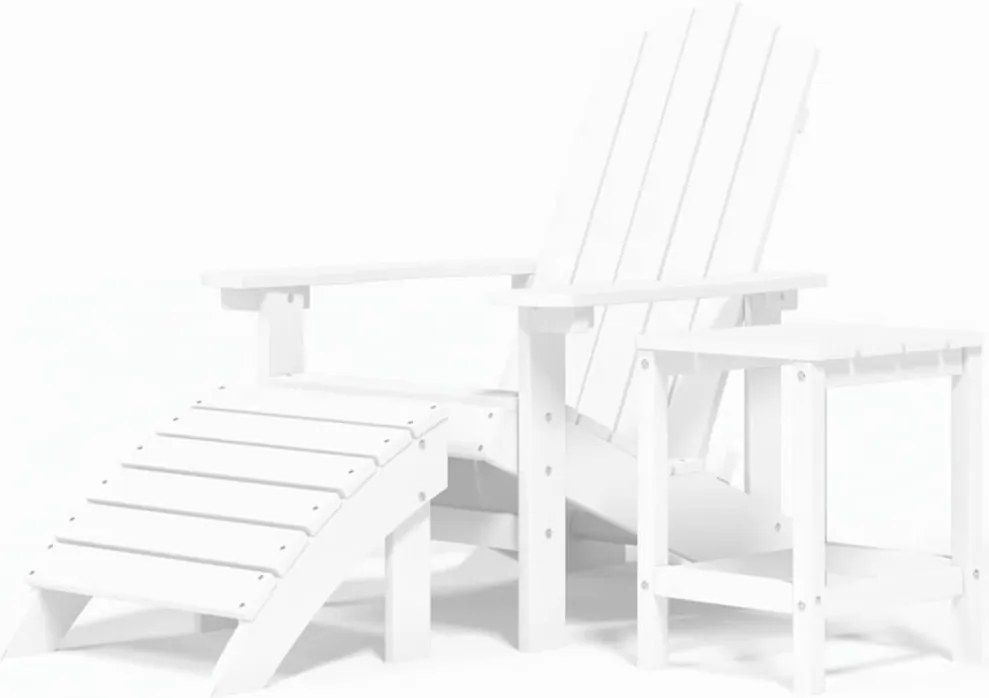 Zahradní křeslo Adirondack s podnožkou a stolkem HDPE bílé 3095708