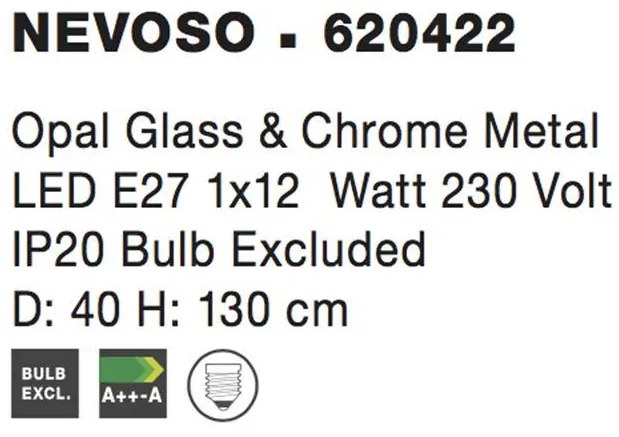Nova Luce Závěsné svítidlo NEVOSO opálové sklo, 40cm, E27 1x12W Barva: Bílá