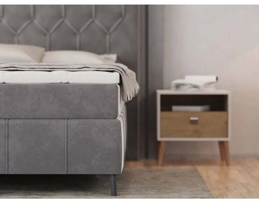 Boxspring postel Siri šedá 180x200