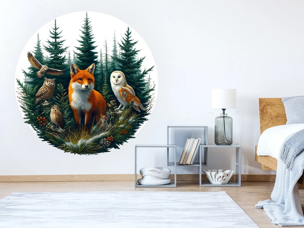 Lesní svět textilní přelepitelná samolepka na zeď arch 45 x 45 cm