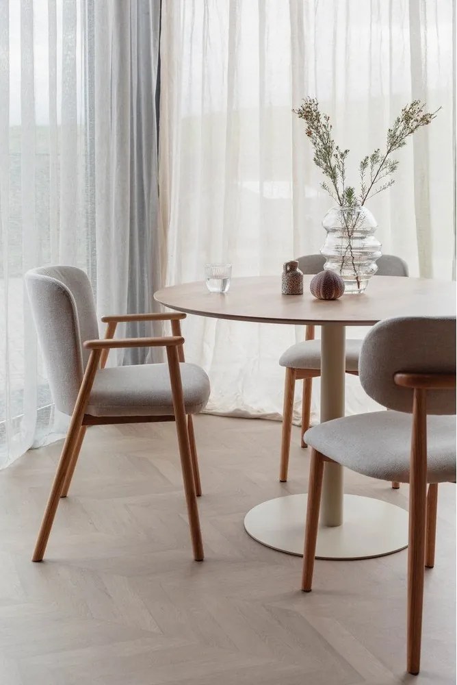 Kulatý jídelní stůl s deskou v dubovém dekoru ø 110 cm Steven – White Label