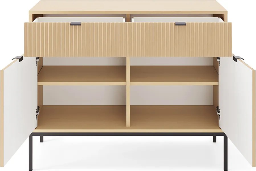 Komoda NOVA dc KSZ104 | s policemi a zásuvkami | 104 cm | dub vicenza/černá