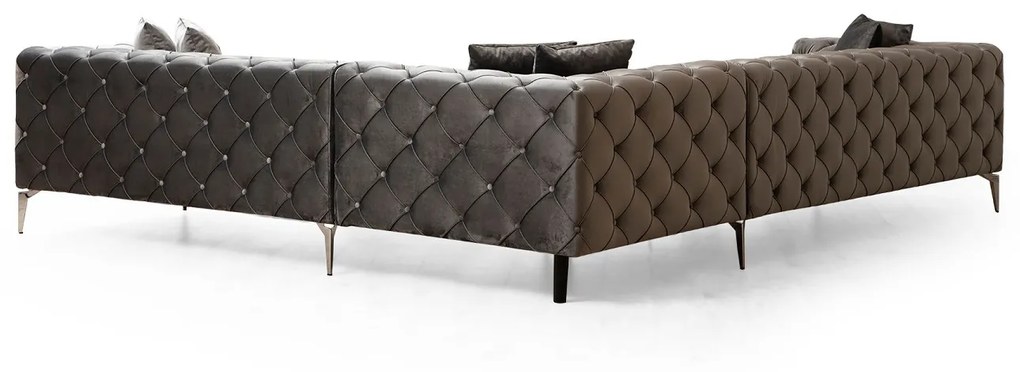 Designová rohová sedačka Rococo antracitová - levá