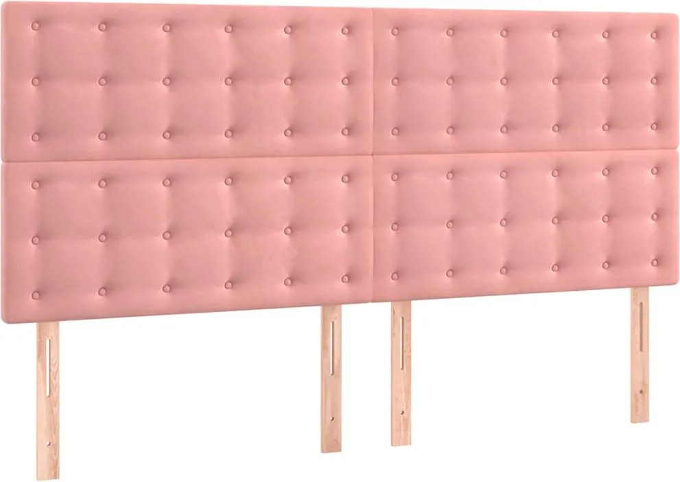 Čelo postele růžové 160x5x118/128 cm sametové 3116825