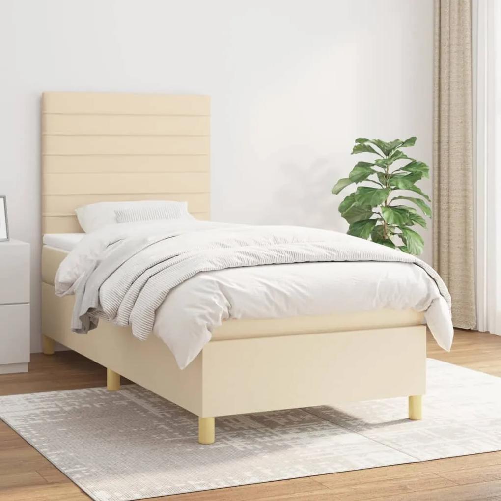 Box spring postel s matrací krémová 80 x 200 cm textil,  3142374