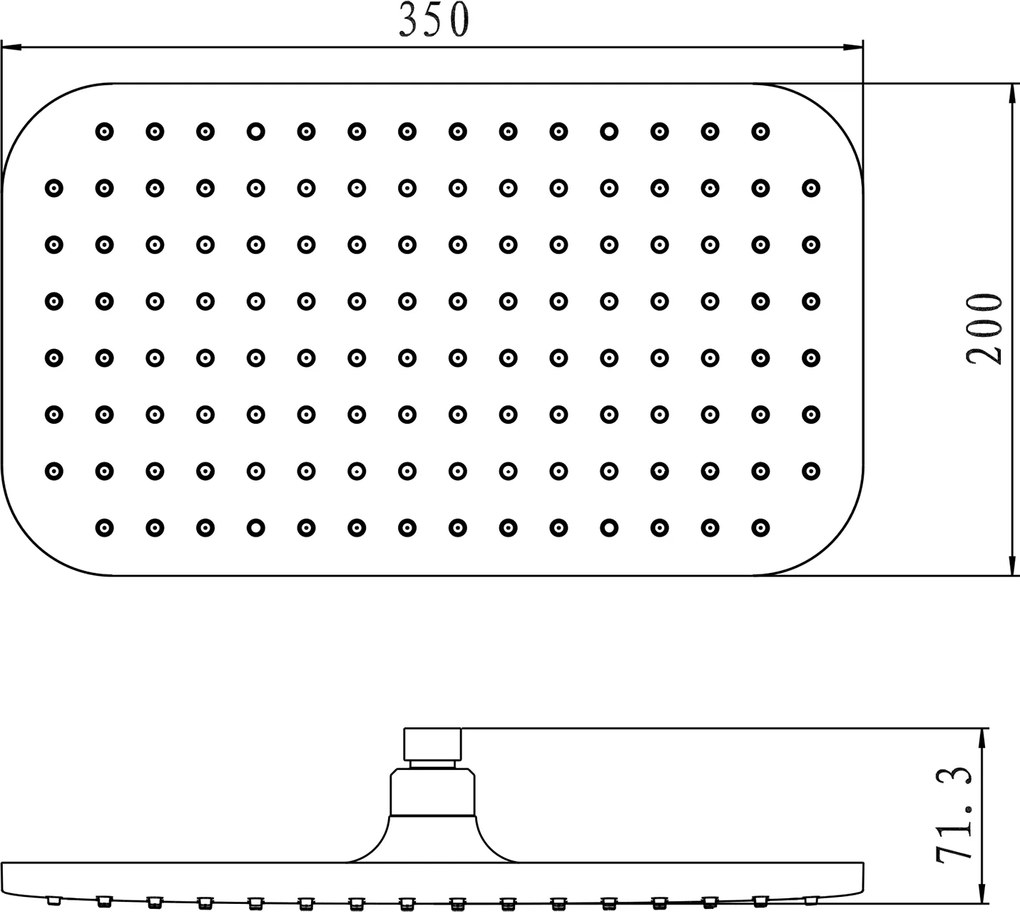 Aqualine, Hlavová sprcha, 200x350mm, ABS/chrom, SC296
