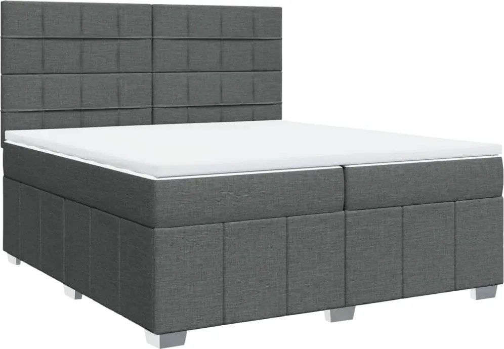 Box spring postel s matrací tmavě šedá 200x200 cm textil 3294076